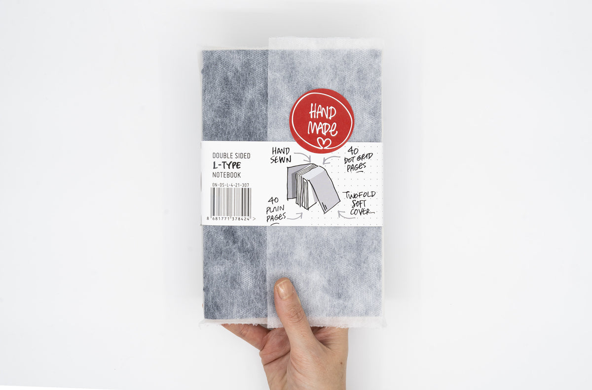 Double Sided Notebook - L Type - Dark Navy Blue § Gray – Triangle Notebook